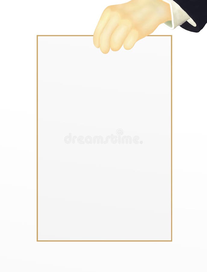 Human Hand Holding on the Top Side of Blank Paper, Stock Illustration ...