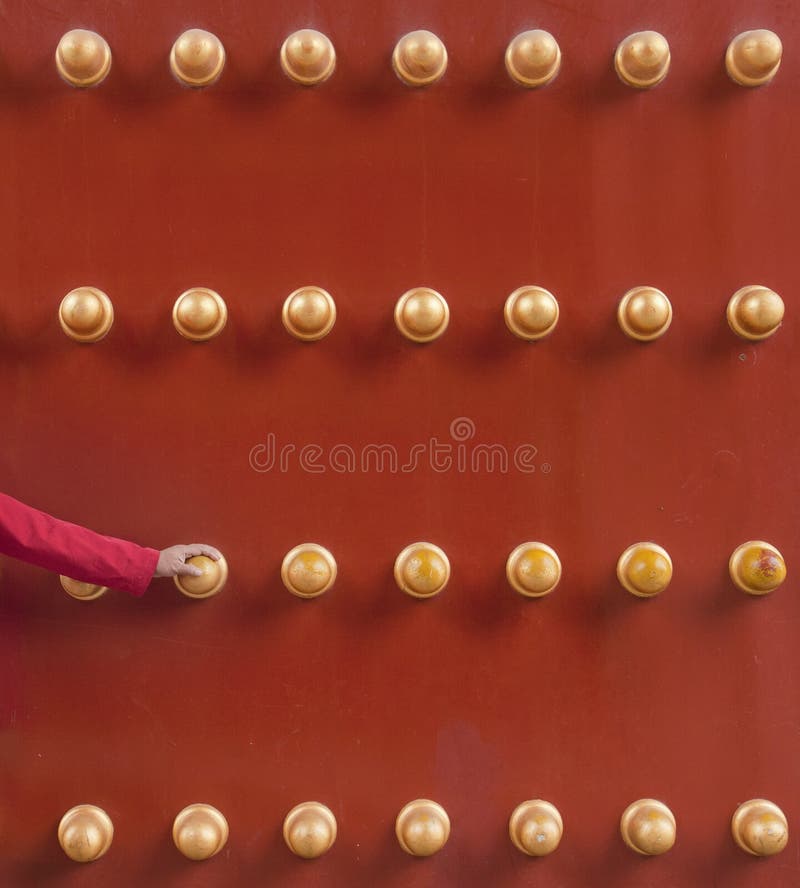 Human Hand Holding Traditional Chinese Door Stock Photo - Image of ...