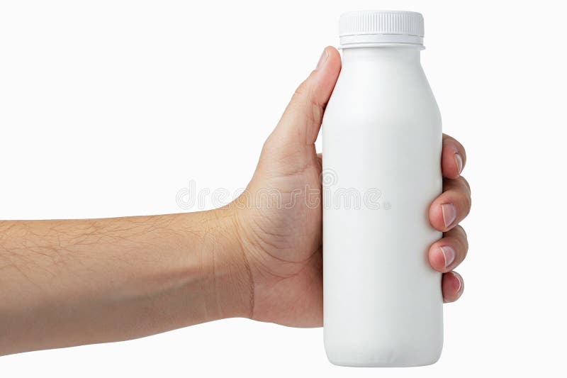 Human Hand Holding a White Plastic Bottle, on a White Isolated ...