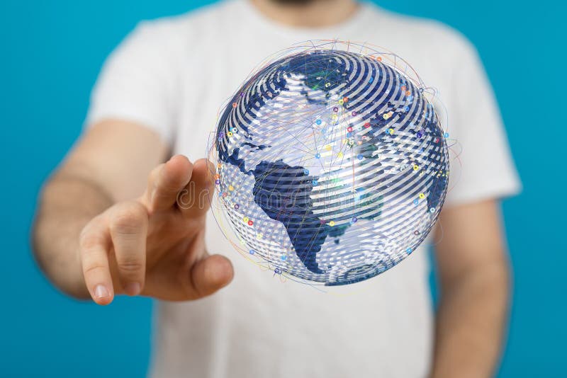 A Human Hand Holding the World in Hands Stock Photo - Image of company ...