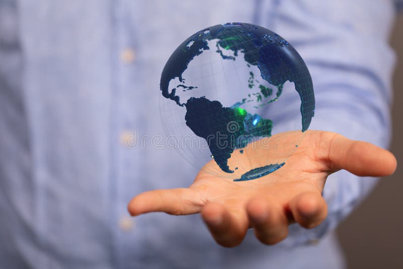 A Human Hand Holding the World in Hands Stock Image - Image of future ...