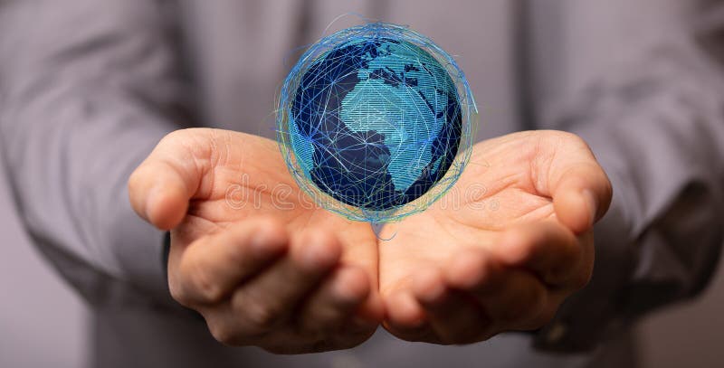 A Human Hand Holding the World in Hands Stock Image - Image of business ...