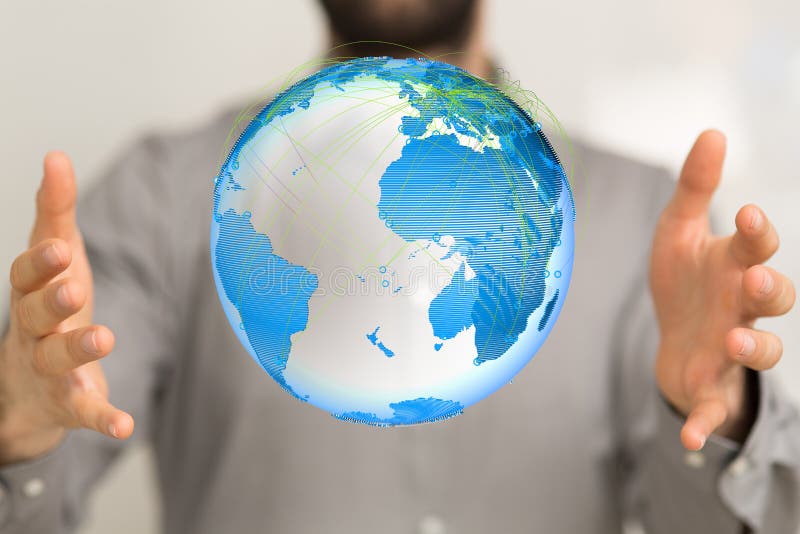 A Human Hand Holding the World in Hands Stock Image - Image of glowing ...