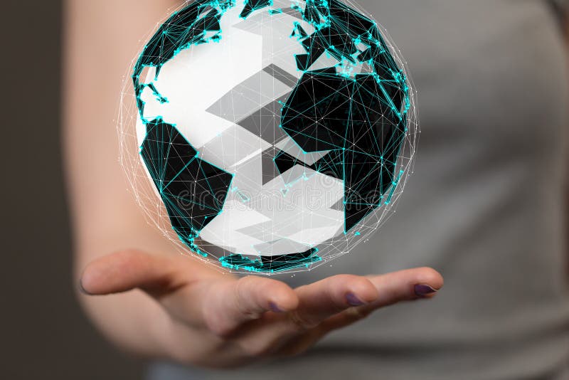 A Human Hand Holding the World in Hands Stock Image - Image of network ...