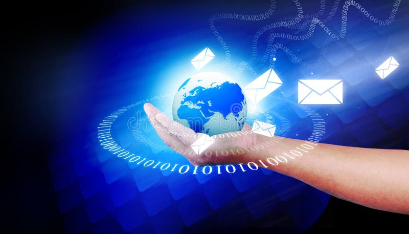 Human Hand Holding the Digital World Stock Illustration - Illustration ...