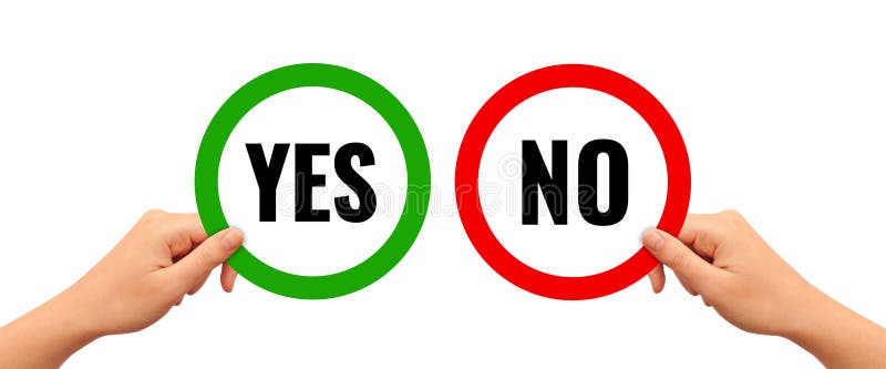 Human Hand Holding Yes and No Signs Stock Illustration - Illustration ...