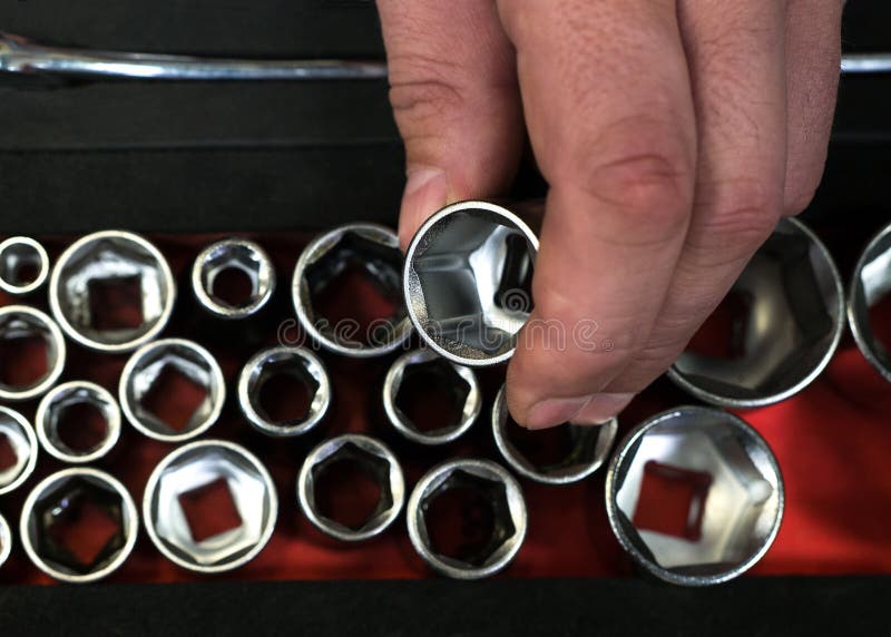 Chrome Socket Set with All Different Sizes Stock Photo - Image of tools ...