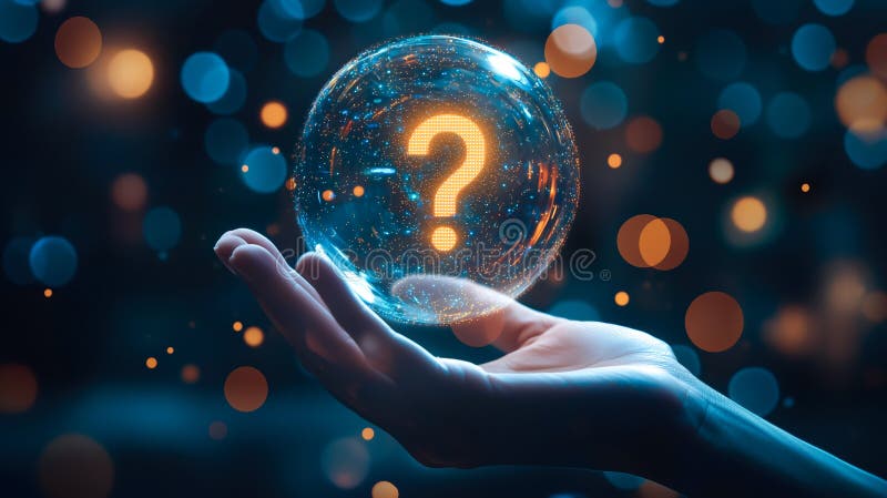 A Human Hand Holds a Glowing Question Mark. Generative AI Stock ...