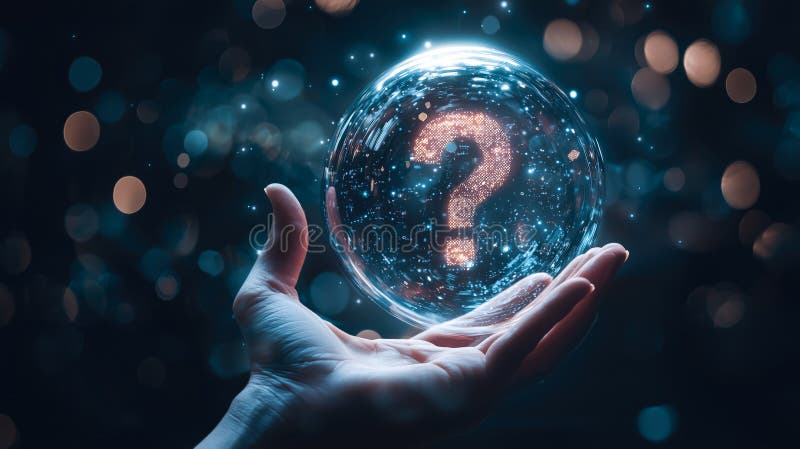 A Human Hand Holds a Glowing Question Mark. Generative AI Stock ...