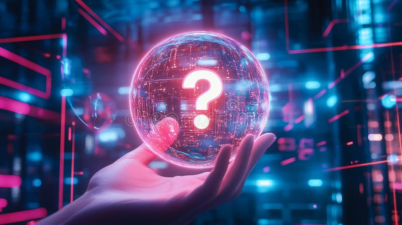 A Human Hand Holds a Glowing Question Mark. Generative AI Stock ...