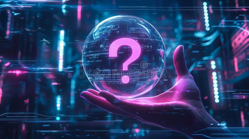 A Human Hand Holds a Glowing Question Mark. Generative AI Stock ...