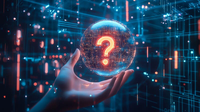 A Human Hand Holds a Glowing Question Mark. Generative AI Stock ...