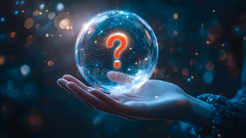 A Human Hand Holds a Glowing Question Mark. Generative AI Stock ...