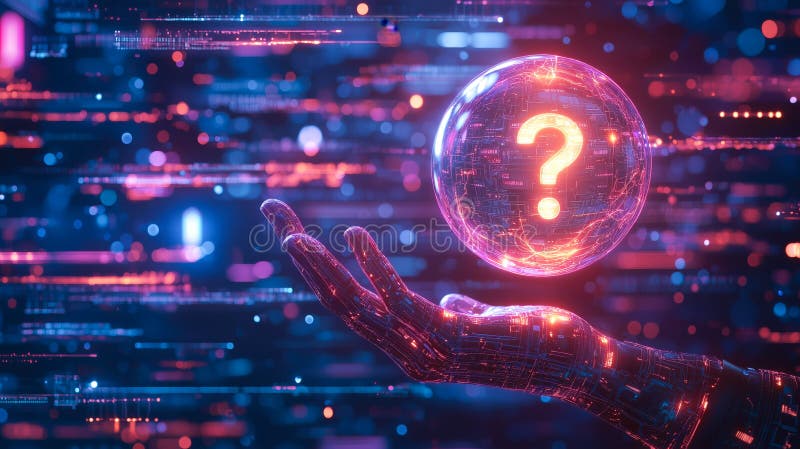 A Human Hand Holds a Glowing Question Mark. Generative AI Stock ...