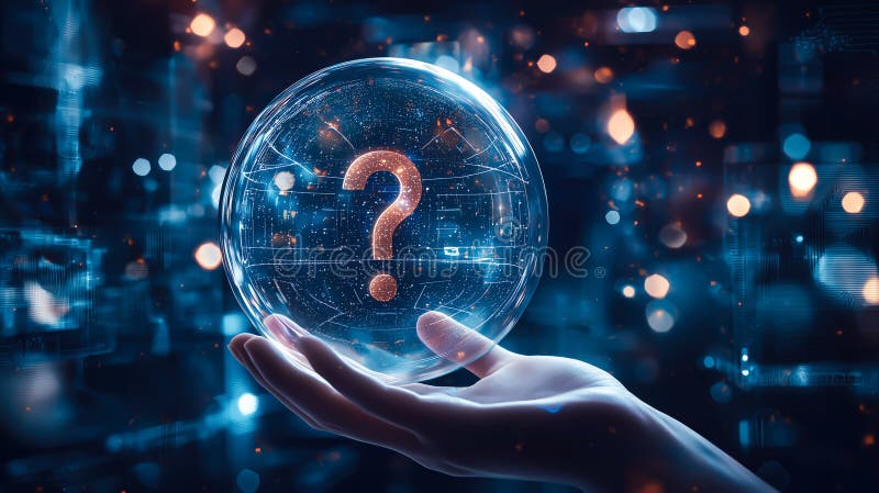 A Human Hand Holds a Glowing Question Mark. Generative AI Stock ...