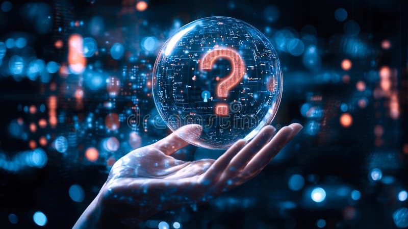 A Human Hand Holds a Glowing Question Mark. Generative AI Stock ...