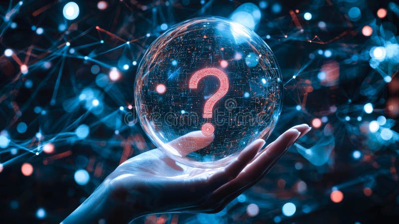 A Human Hand Holds a Glowing Question Mark. Generative AI Stock ...