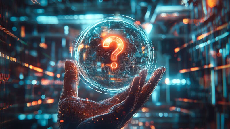 A Human Hand Holds a Glowing Question Mark. Generative AI Stock ...