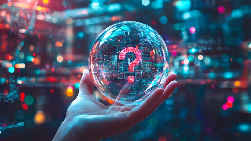 A Human Hand Holds a Glowing Question Mark. Generative AI Stock ...
