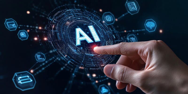 Human Hand Interacting with AI Interface, Digital Tech and Artificial ...