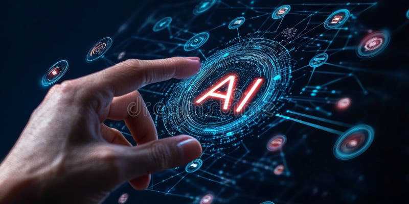 Human Hand Interacting with AI Interface, Digital Tech and Artificial ...