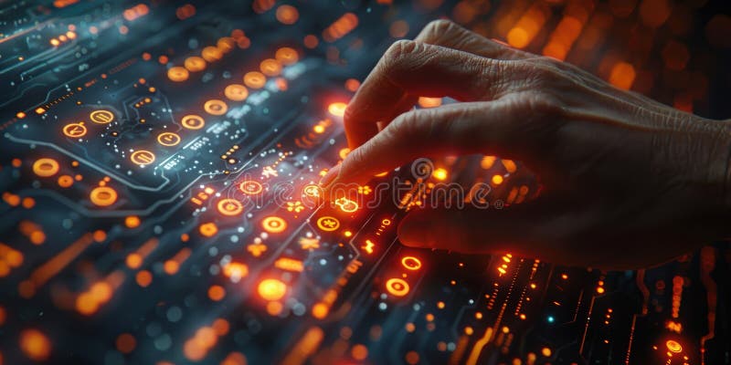 Human Hand Interacting Futuristic Interface Created Generative ...