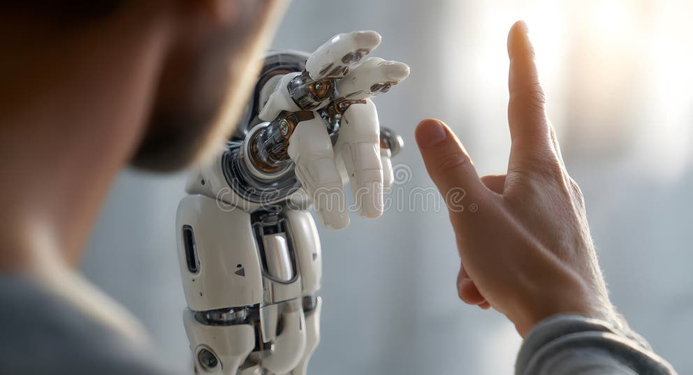 Human Hand Interacting with Robot Arm Artificial Intelligence Future ...