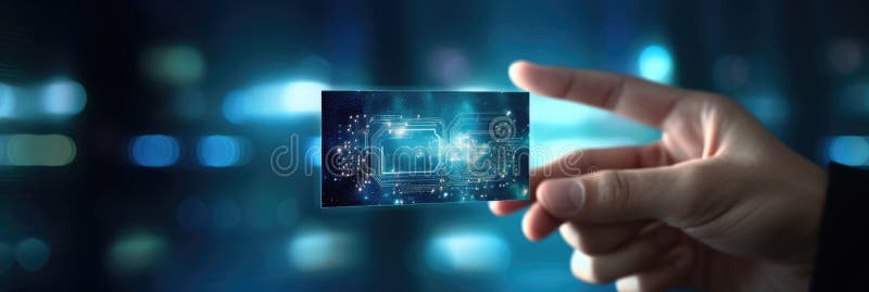 Human Hand Interacting with Technological Holograms. a Man is Touching ...