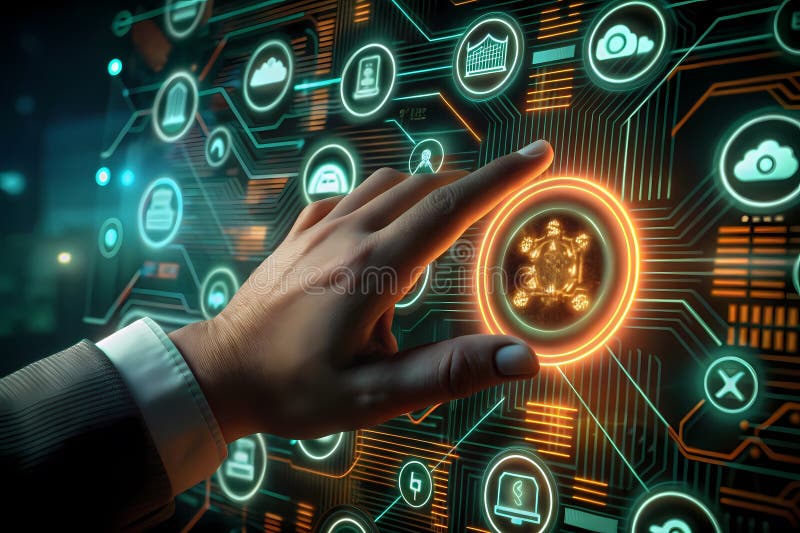 (Human-Machine Connection on Technology Background) Stock Illustration ...