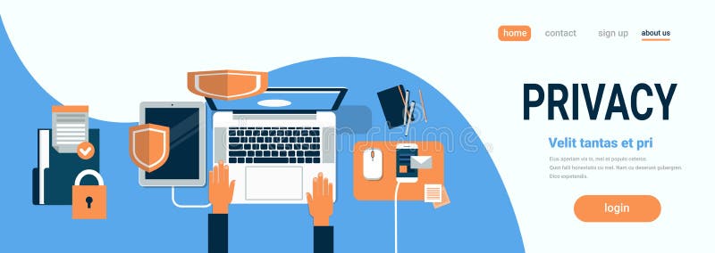 Computer Privacy Protection Metaphor Flat Vector Illustration Stock ...