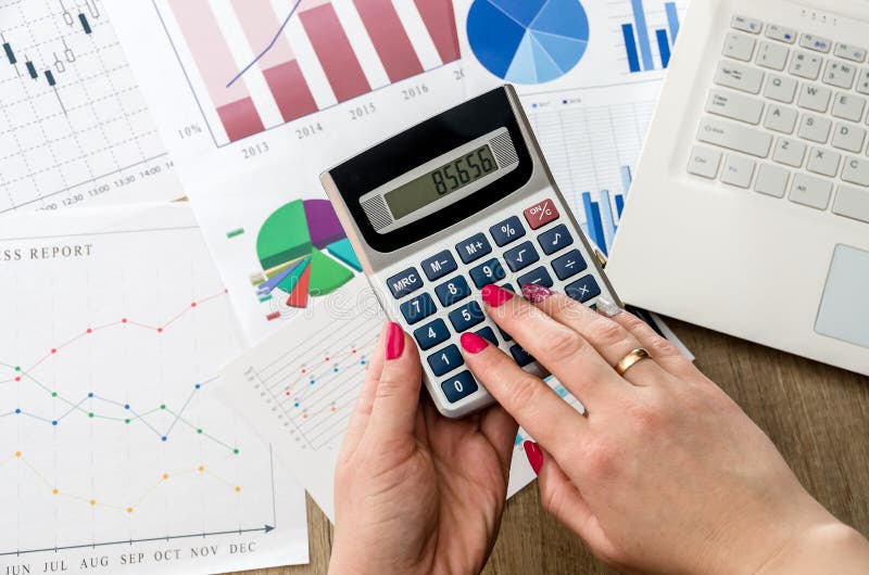 Human Hand is a Laptop Graphics Calculator Stock Photo - Image of ...