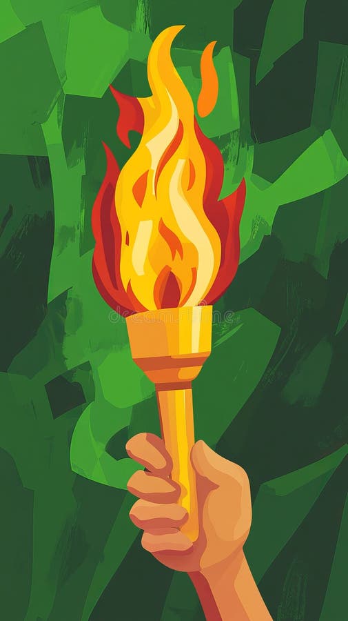 Human Hand of Leader Holding Torch Stick with Burning Flame Stock Image ...