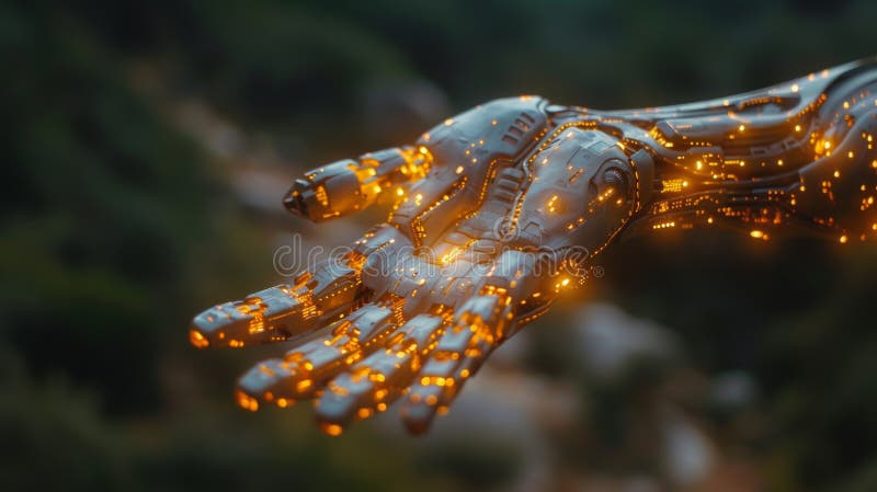 Illuminated Hand with Lights Stock Image - Image of glow, communication ...