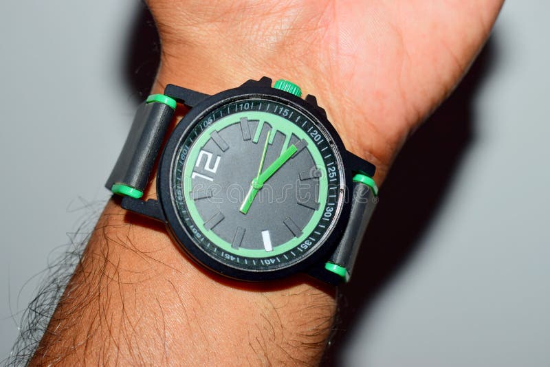 Human Hand Looking a Wrist Watch for Time Close Up Stock Photo - Image ...