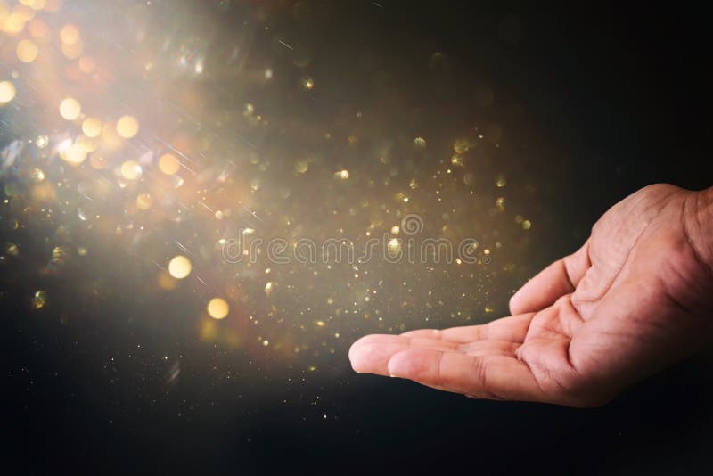 Human Hand and Magical Glowing Light Stock Photo - Image of bright ...
