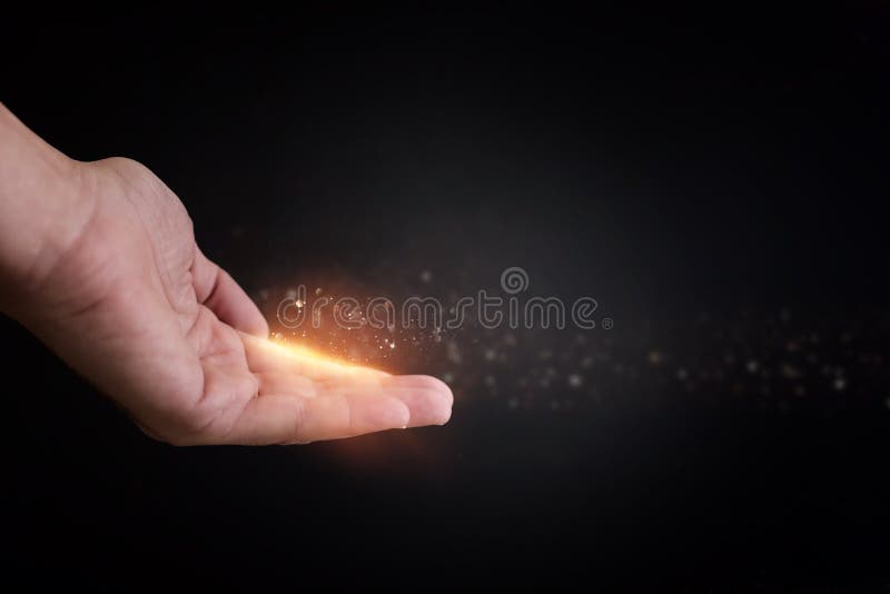 Human Hand and Magical Glowing Light Stock Photo - Image of imagination ...