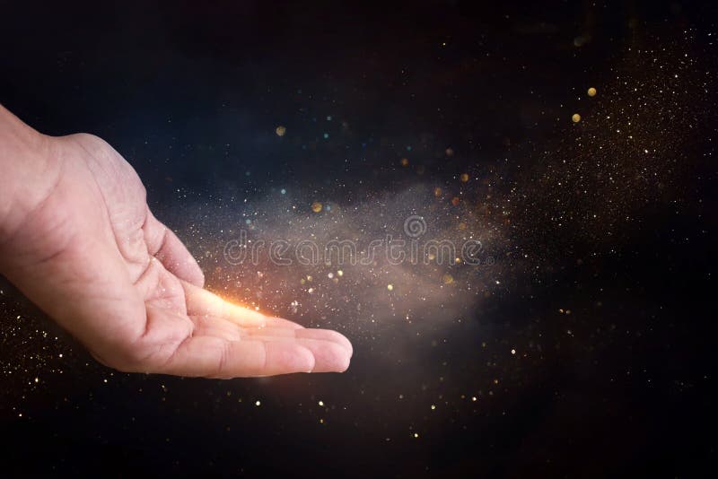 Human Hand and Magical Glowing Light Stock Photo - Image of hold ...