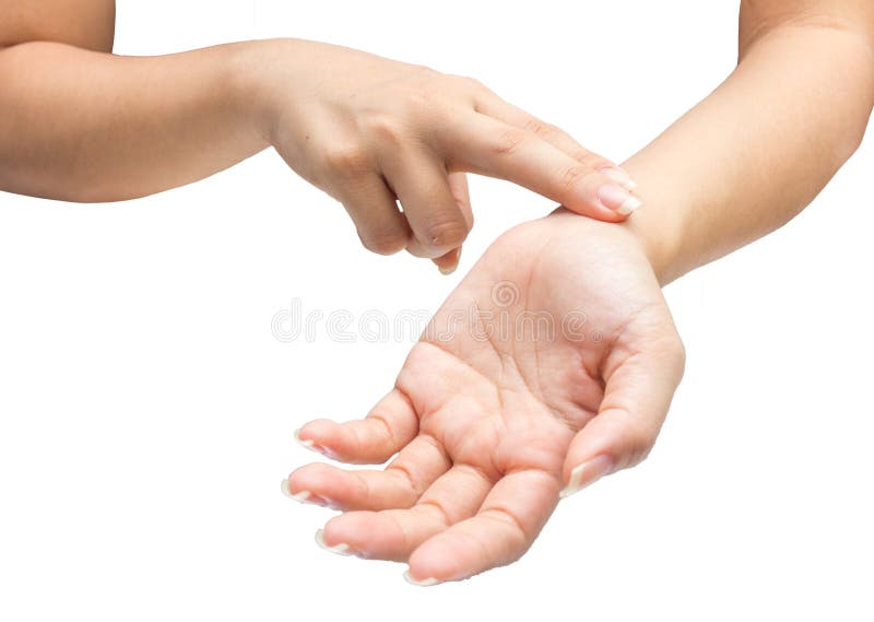 Human Hand Measuring Arm Pulse Isolated Stock Photo - Image of health ...