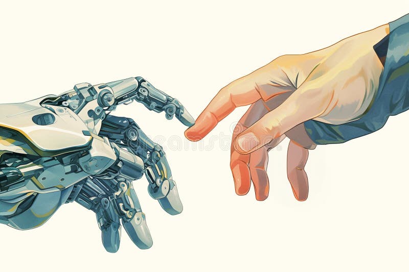 Human Hand Meets Cyberman Android Hand, Comparison of Artificial ...