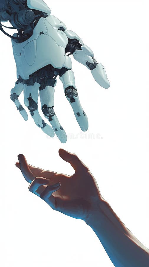 Human Hand Meets Cyberman Android Hand, Comparison of Artificial ...