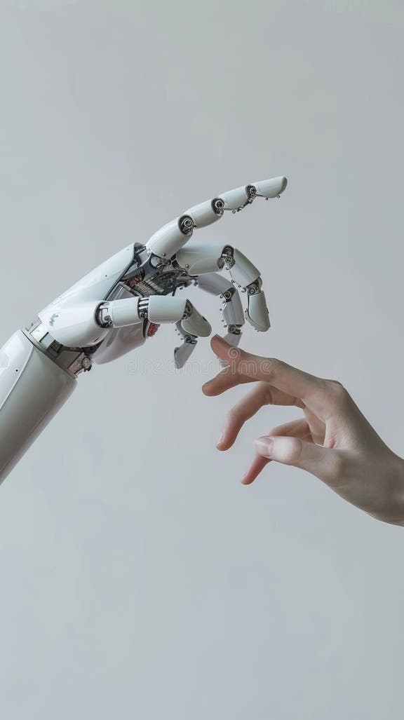 Human Hand Meets Cyberman Android Hand, Comparison of Artificial ...