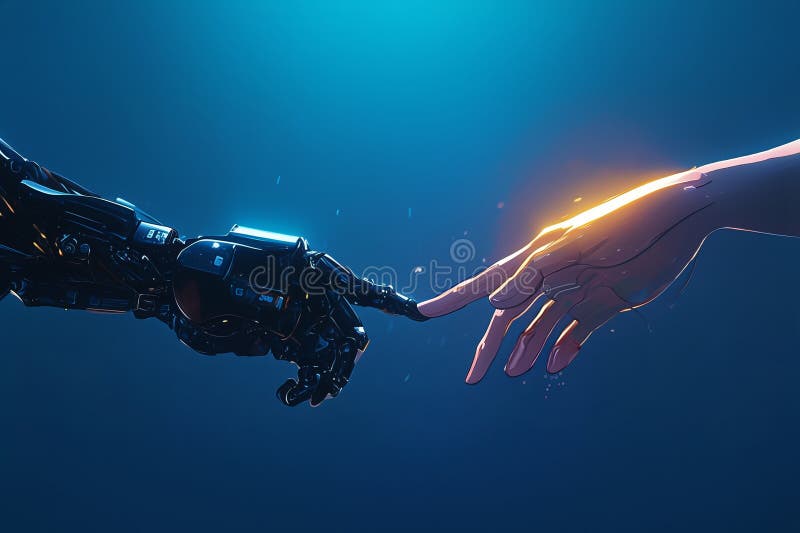 Human Hand Meets Cyberman Android Hand, Comparison of Artificial ...