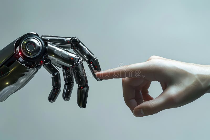 Human Hand Meets Cyberman Android Hand, Comparison of Artificial ...