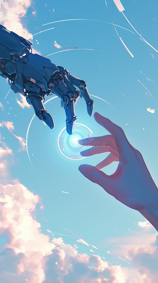 Human Hand Meets Cyberman Android Hand, Comparison of Artificial ...