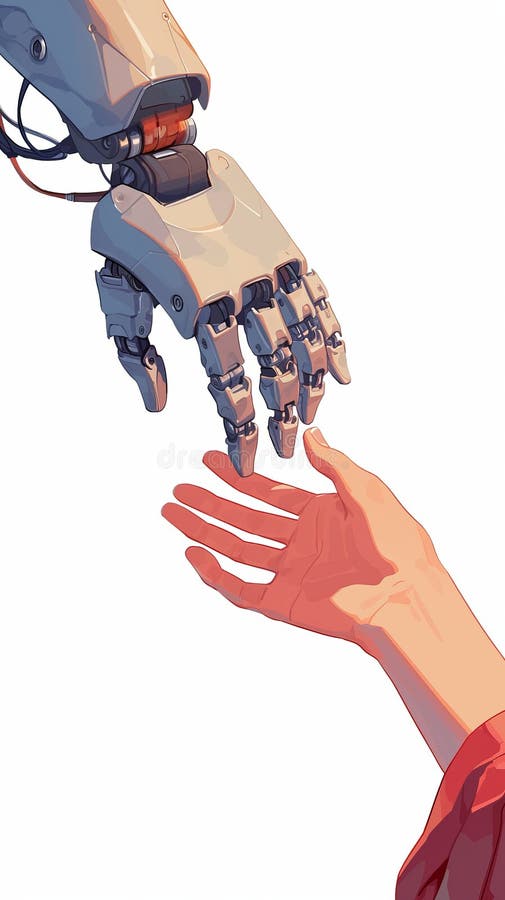 Human Hand Meets Cyberman Android Hand, Comparison of Artificial ...