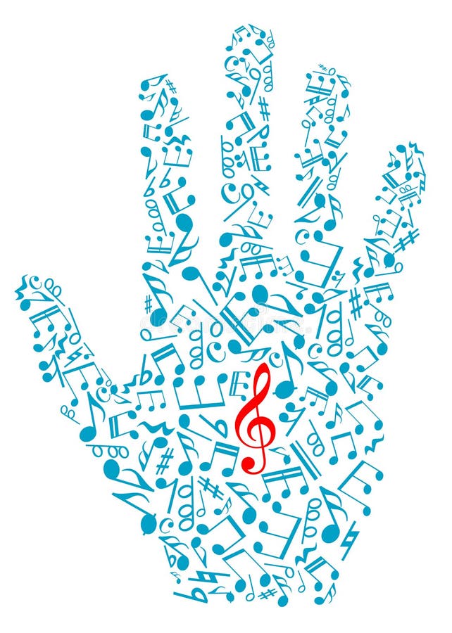 Human Hand with Musical Notes Stock Vector - Illustration of harmony ...