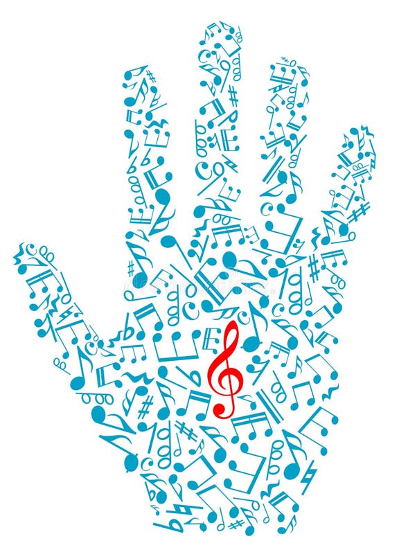 Human Hand with Musical Notes Stock Vector - Illustration of harmony ...