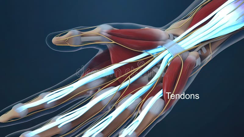 Human Hand Nerves and Tendon Stock Illustration - Illustration of ...