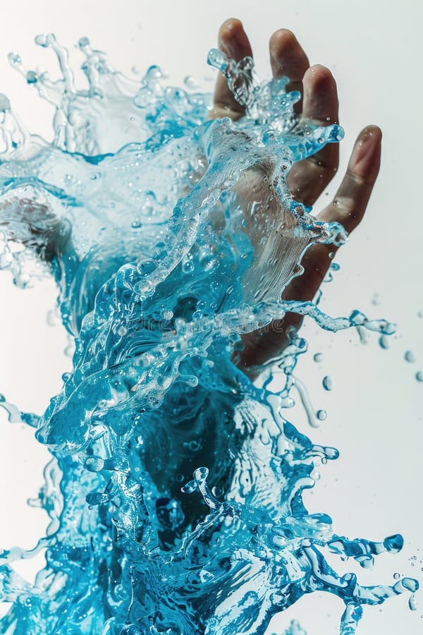 A Human Hand Partially Submerged in a Pool of Water, with Ripples and ...