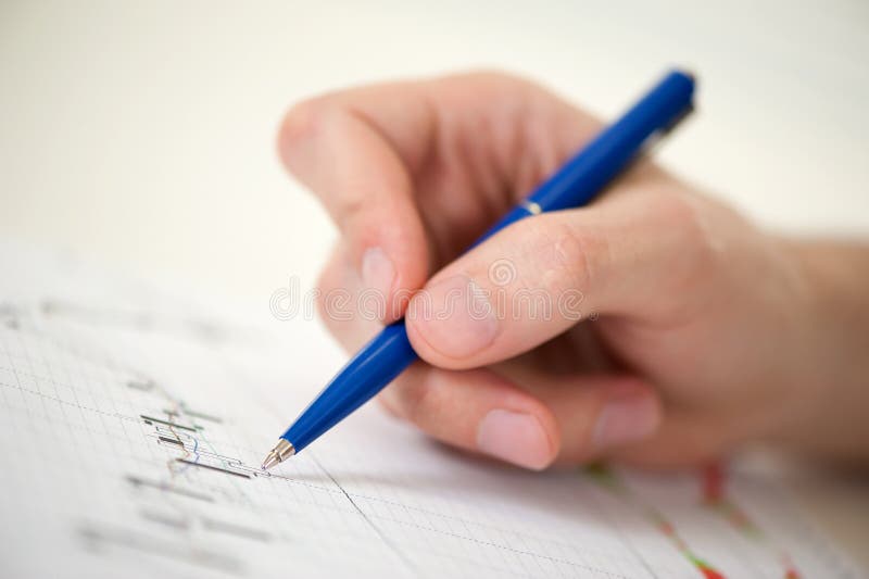 Human hand with pen stock image. Image of male, paper - 27403111